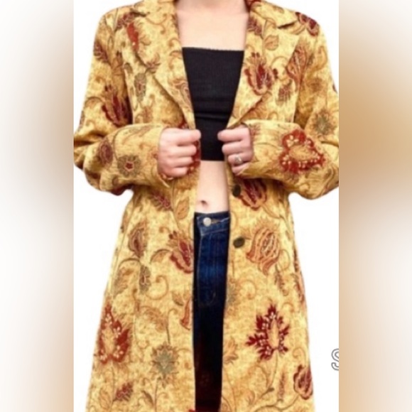 CAbi | Jackets & Coats | Cabi Guinevere Golden Brocade Fall Floral ...